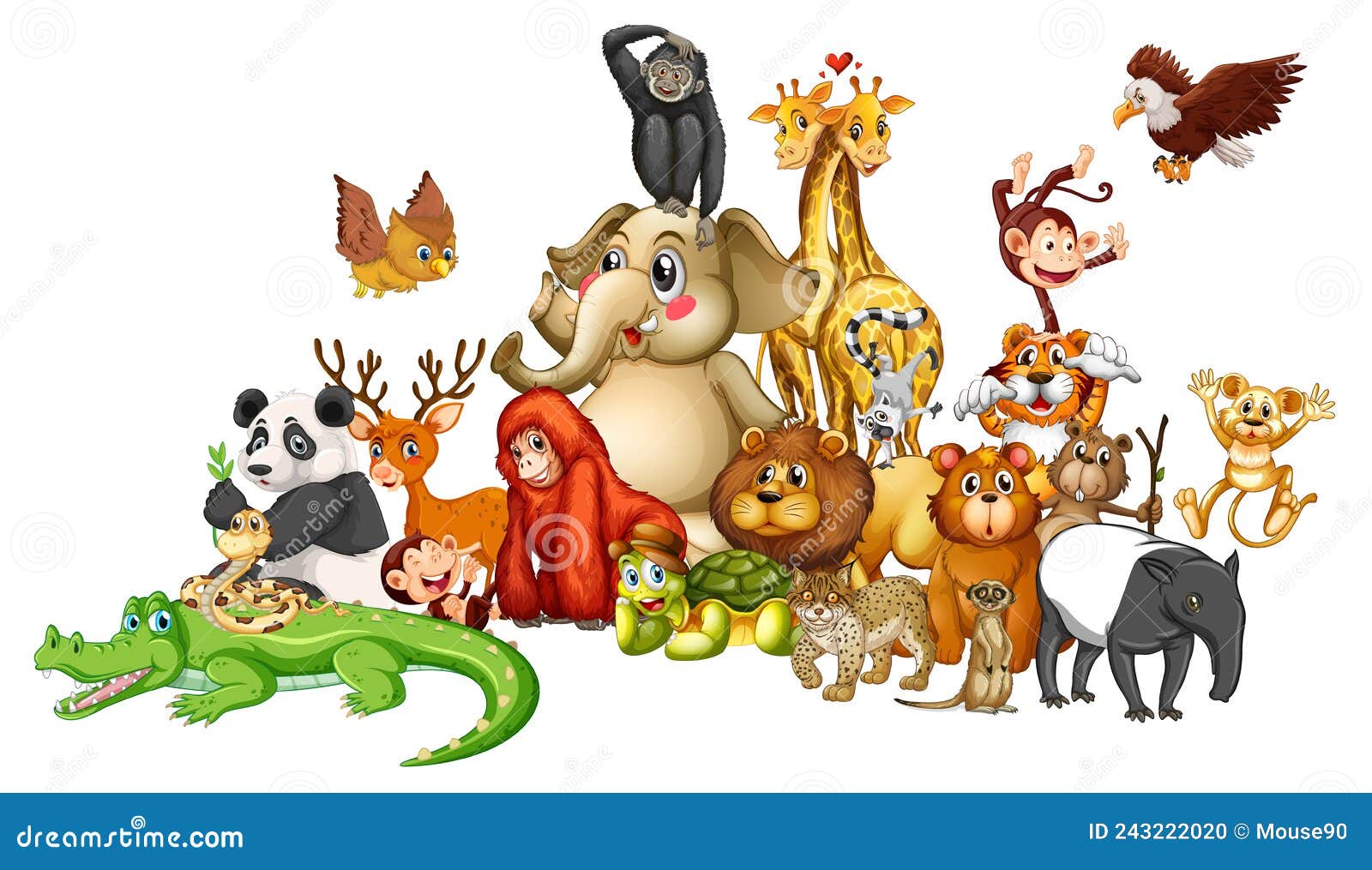 Many Animals on White Background Stock Vector - Illustration of deer ...