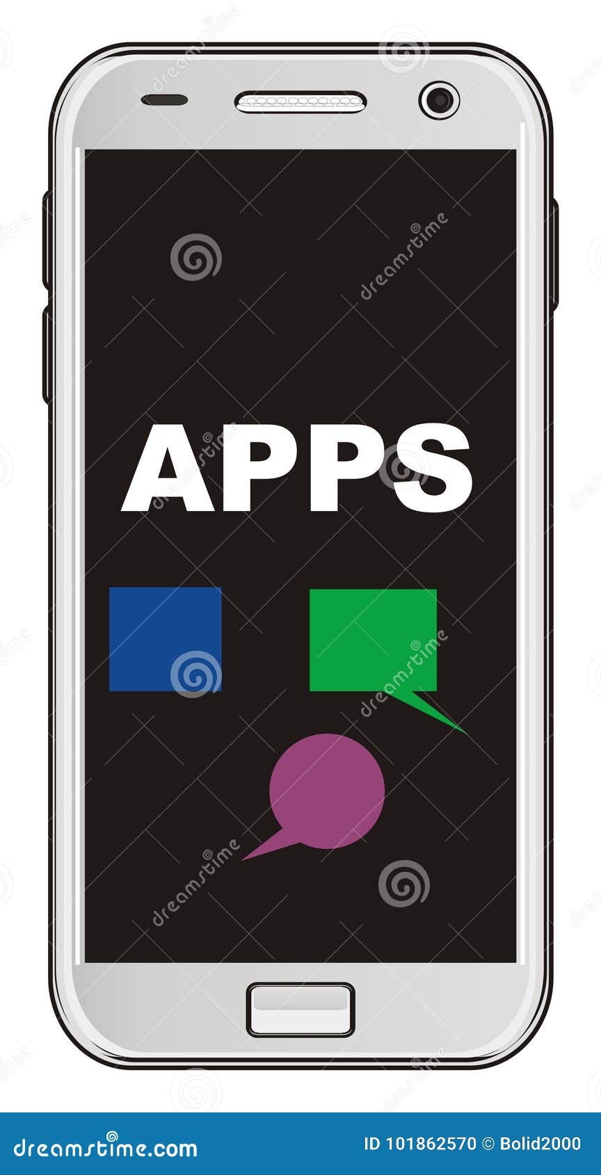 Many apps on mobile stock illustration. Illustration of speaker - 101862570