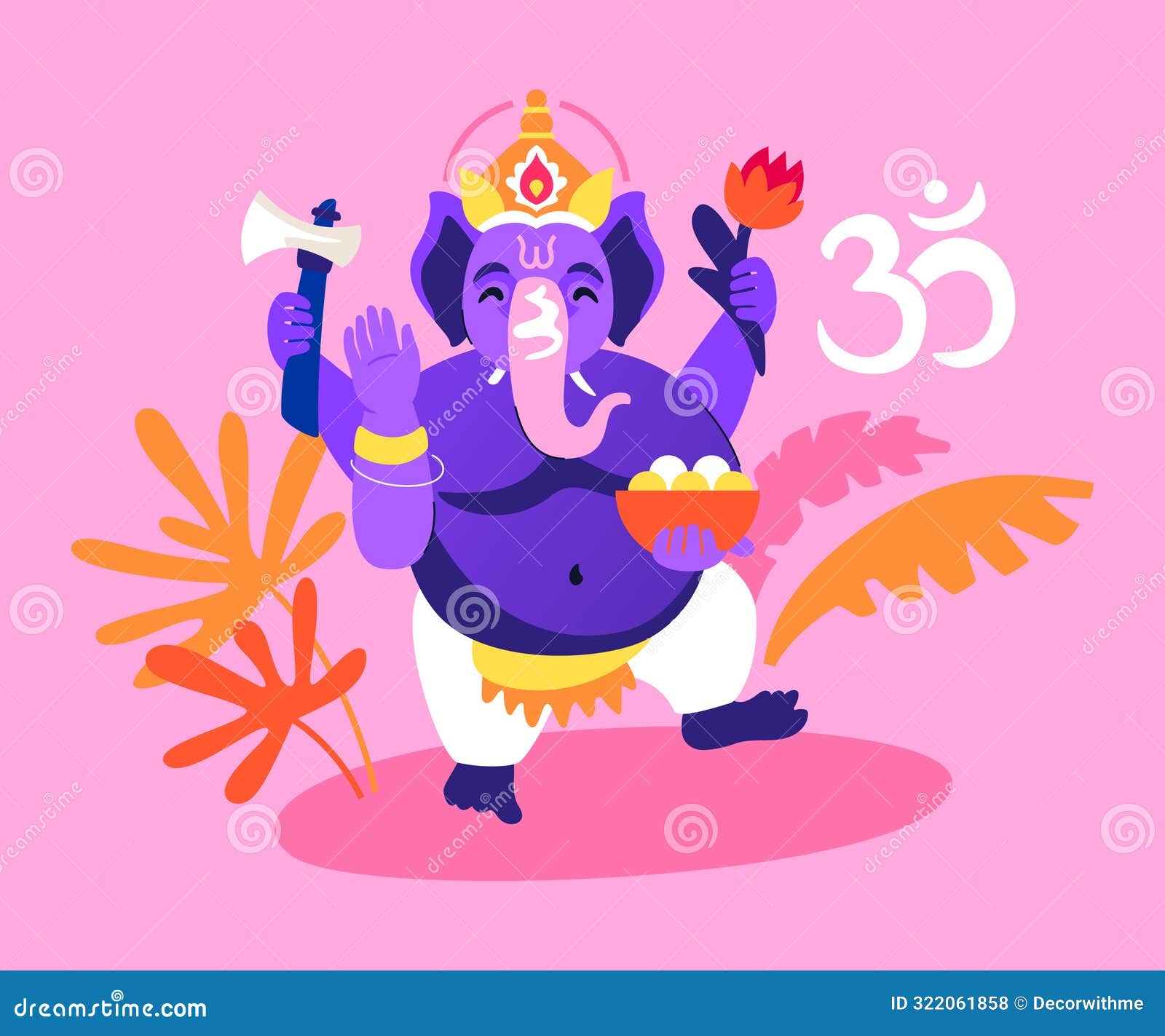 Many-armed Elephant Deity - Modern Colored Vector Illustration Stock ...