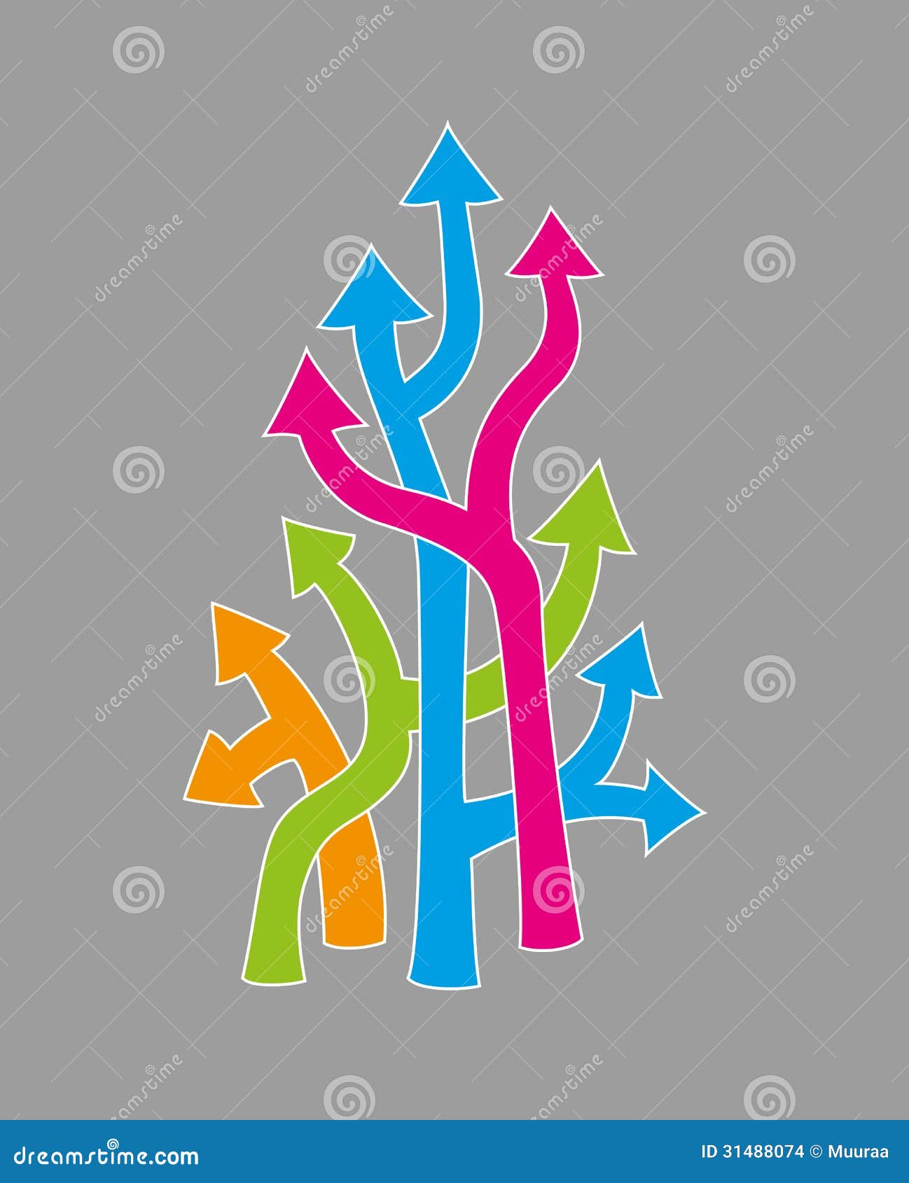Many arrows - many ways stock illustration. Illustration of attention ...