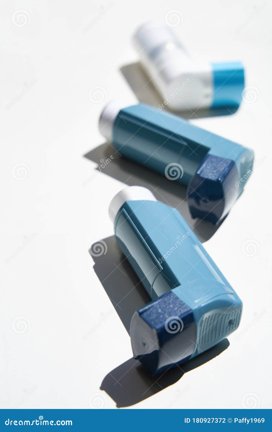 Many Asthma Inhalers Lying on White Background Stock Photo - Image of ...