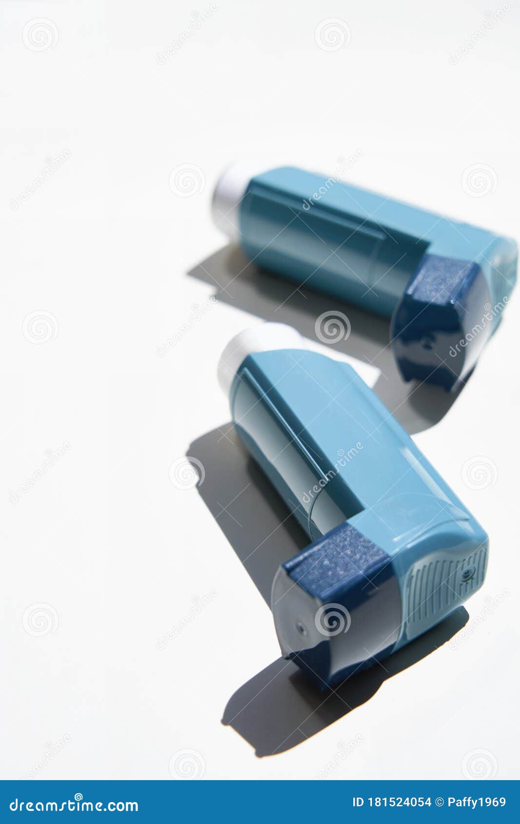 Many Asthma Inhalers Lying on White Background Stock Photo - Image of ...