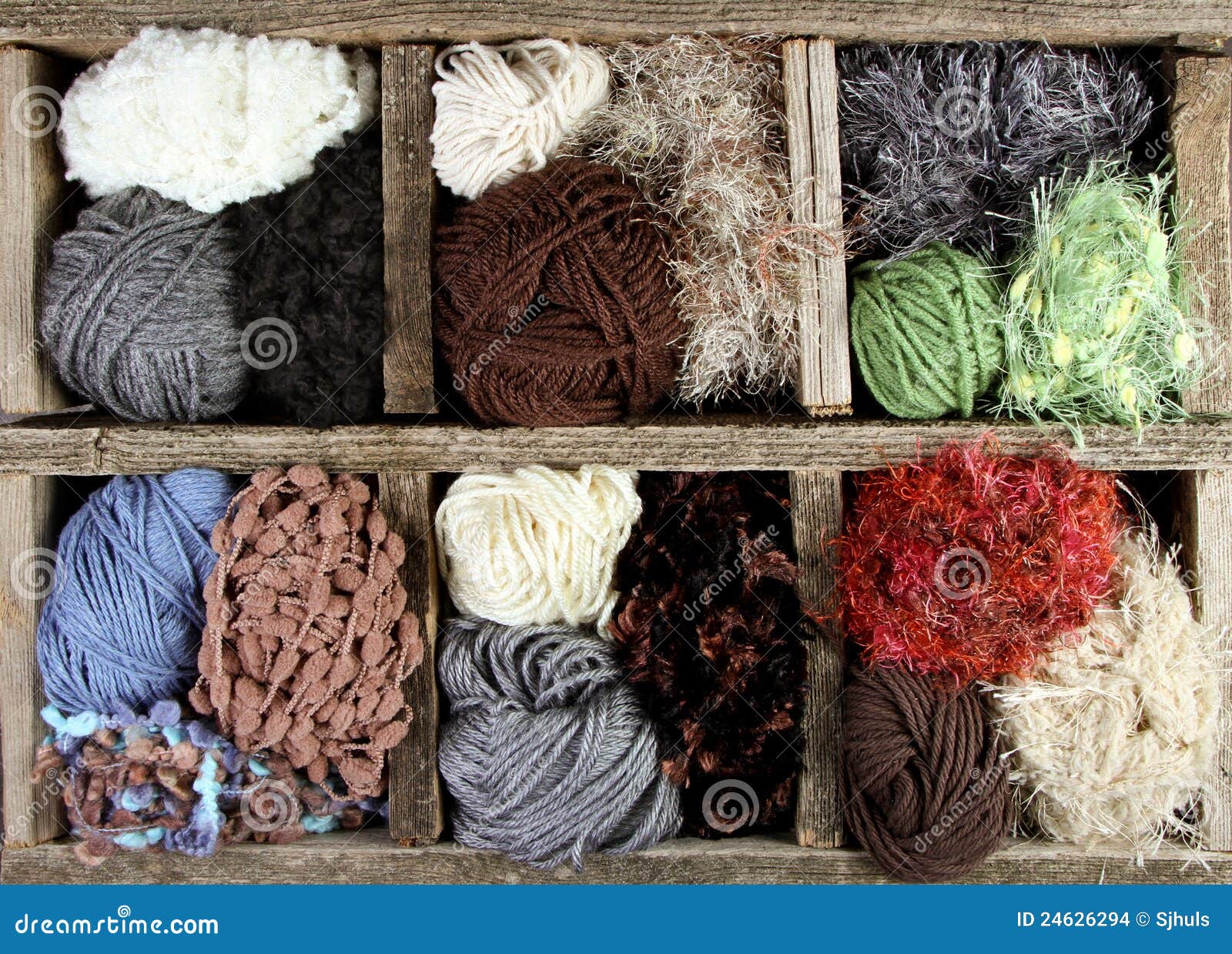 Many Autumn Colored Yarns in Wooden Box Stock Photo - Image of knitting ...