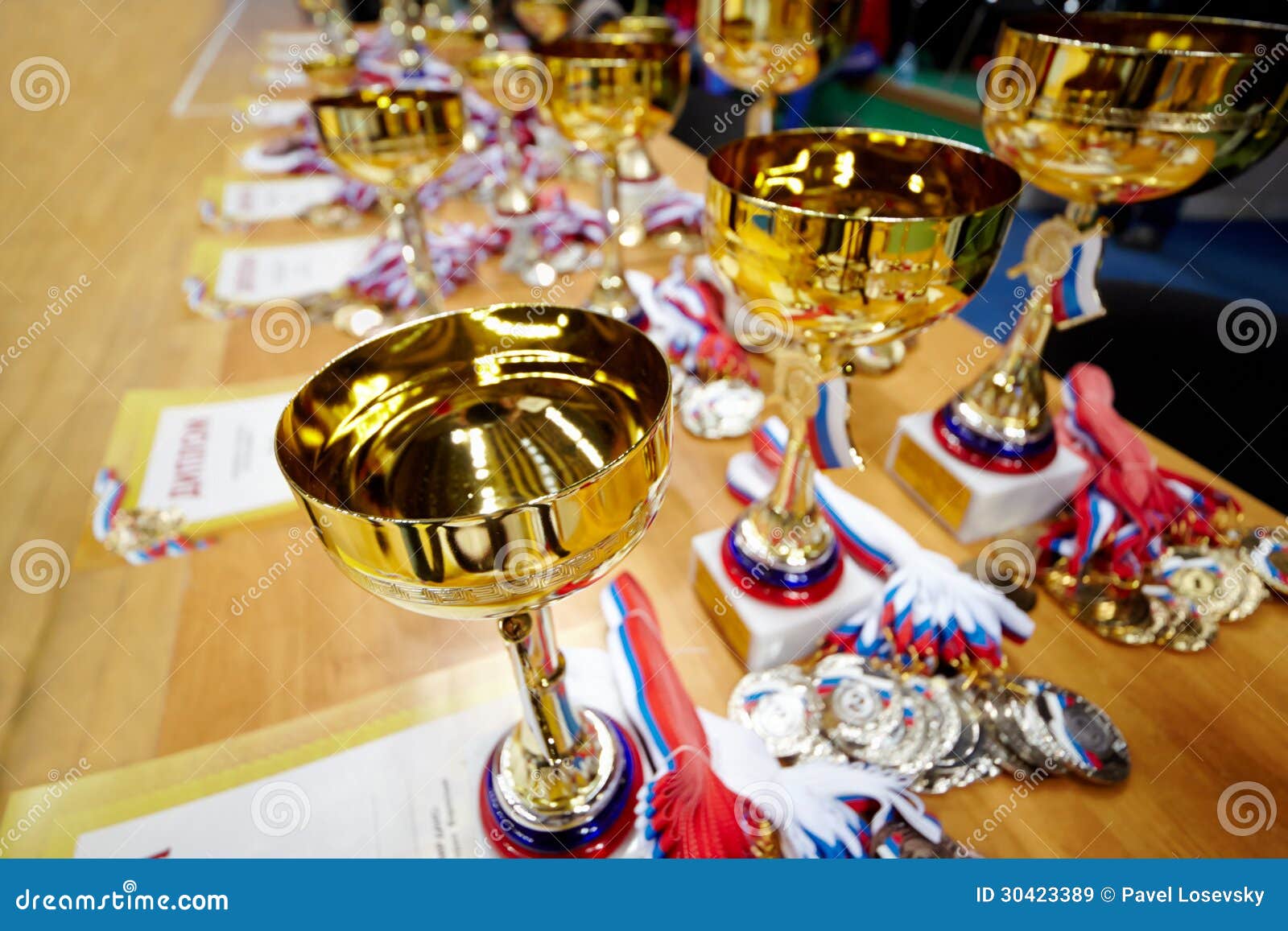 Many Award Diplomas, Cups, Medals Stock Image - Image of event ...