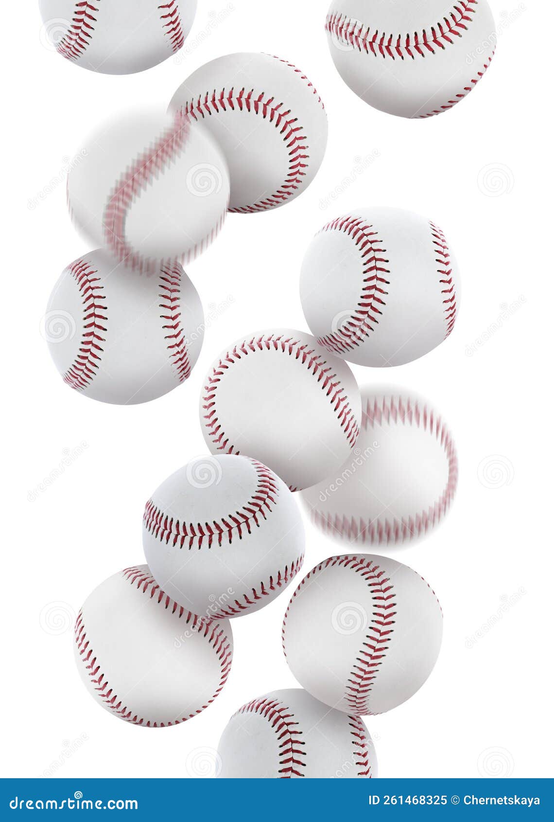 Many Baseball Balls Falling on White Background Stock Image - Image of ...