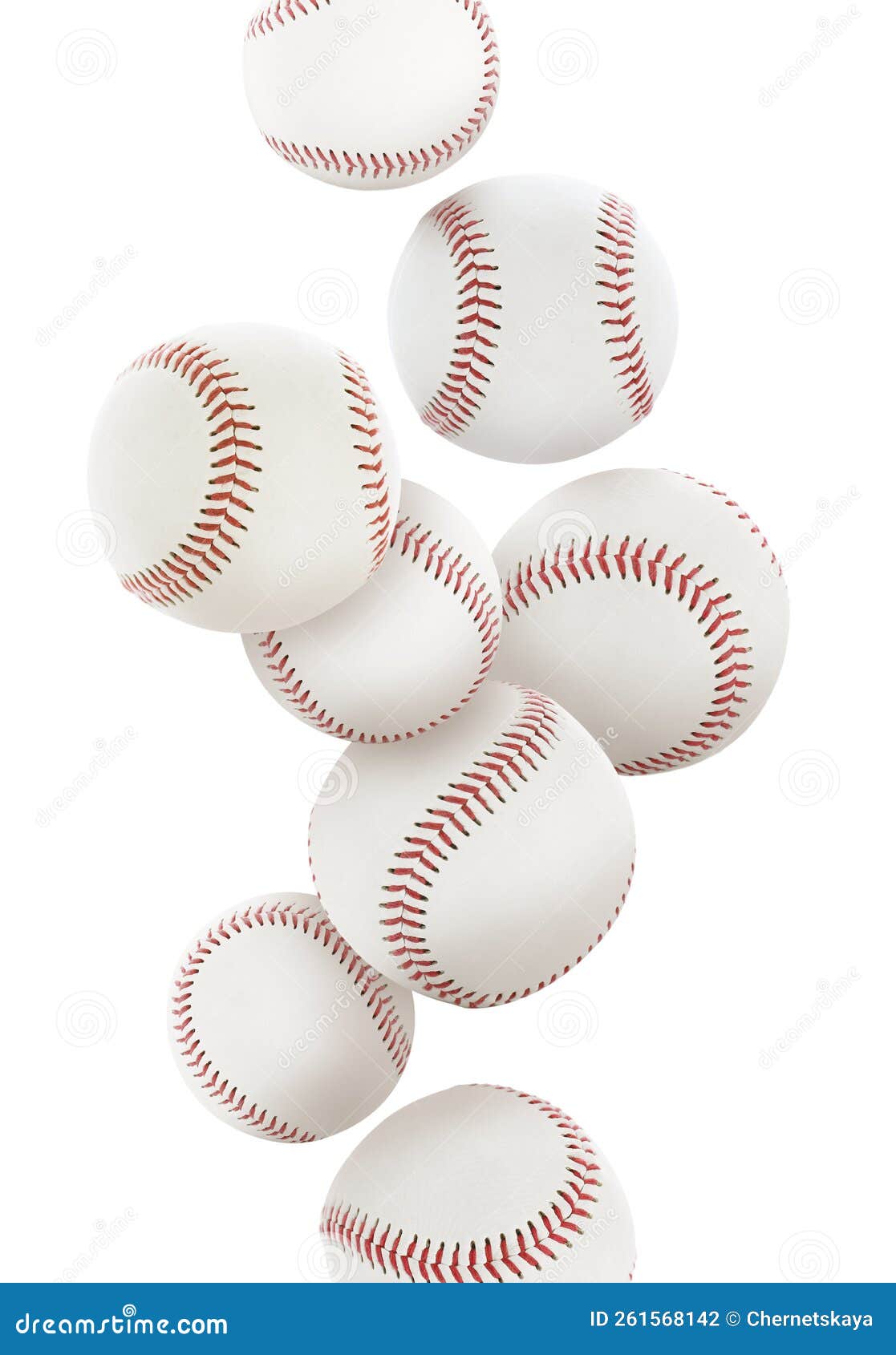 Many Baseball Balls Falling on White Background Stock Photo - Image of ...