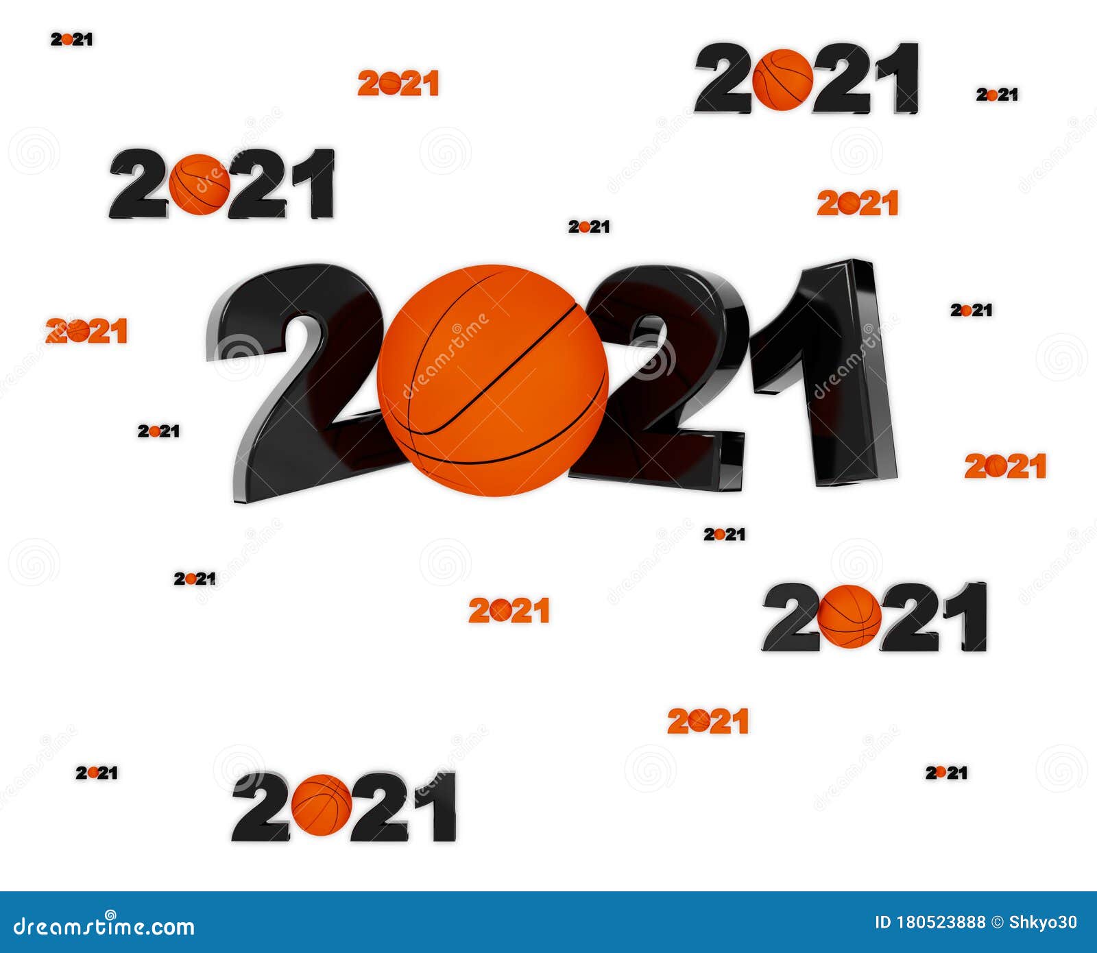 Many Basketball 2021 Designs with Many Balls on White Stock ...