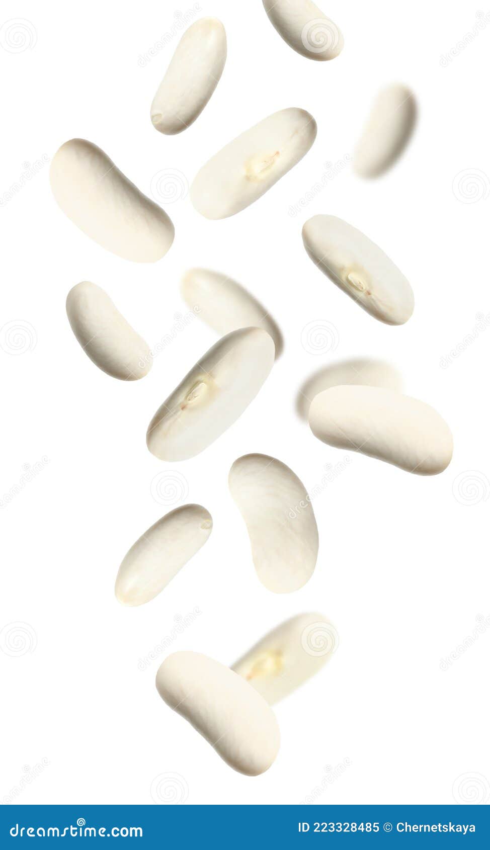 Many Beans Falling on White Background, Vertical Banner Design. Vegan ...