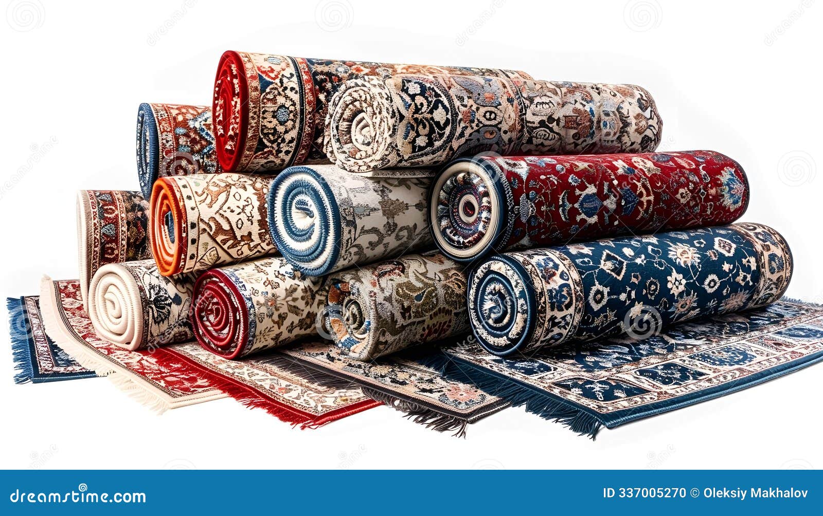Many Beautiful Carpets Isolated on White Stock Illustration ...