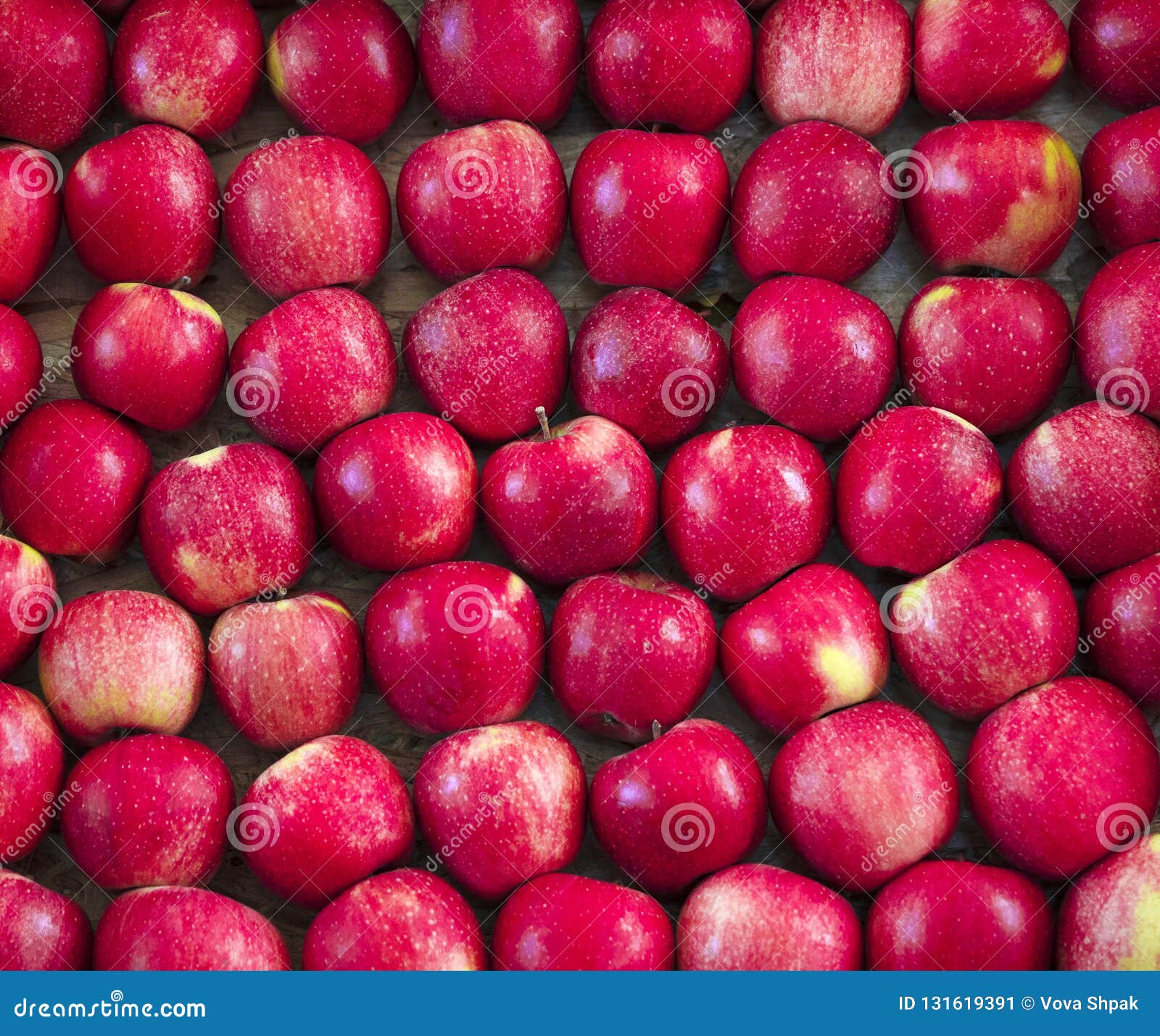 Beautiful Red Apples in a Box in a Supermarket Stock Image - Image of ...