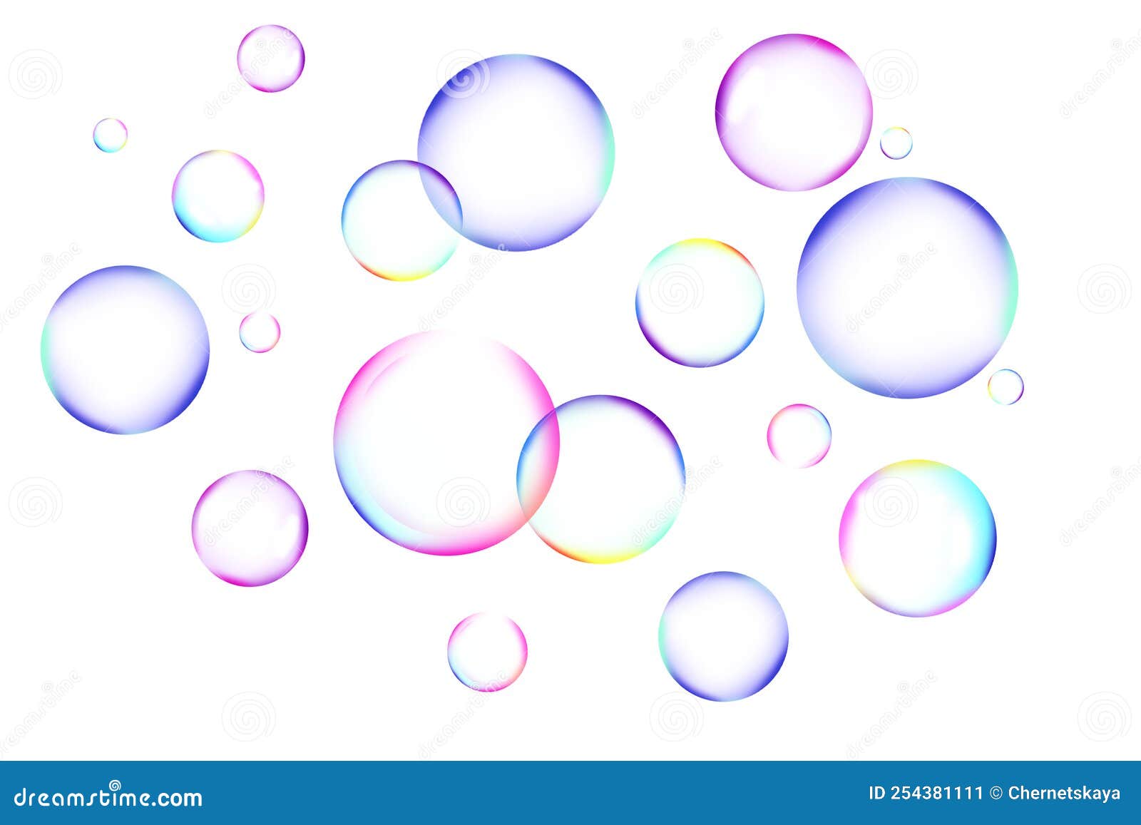 Many Beautiful Soap Bubbles on White Background Stock Illustration - Illustration of clean ...