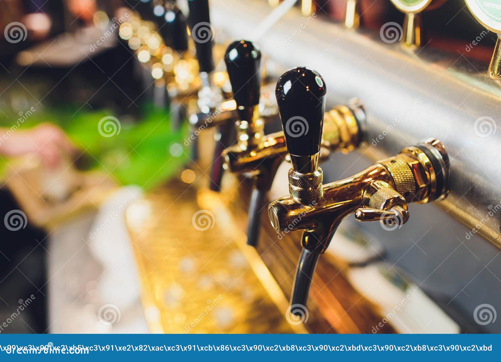 Many Beer Taps in the Beer Bar. Stock Image - Image of club, booze ...