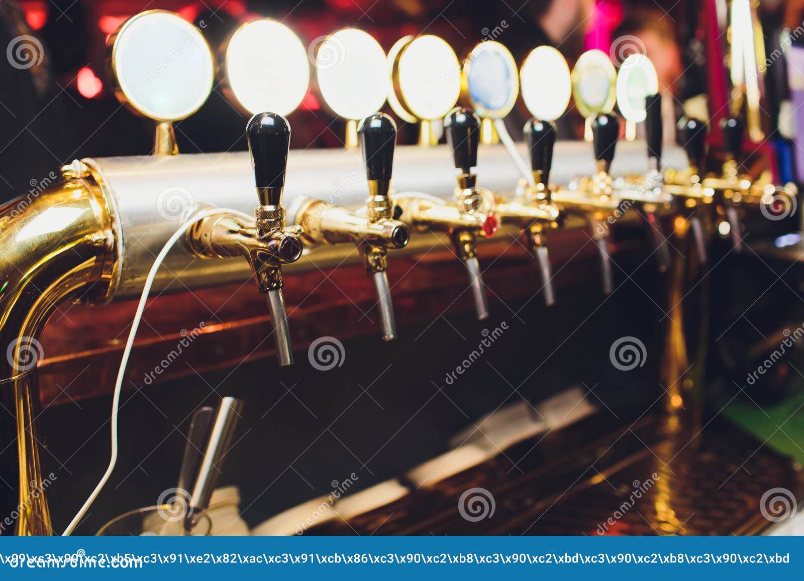 Many Beer Taps in the Beer Bar. Stock Photo - Image of brew, pint ...