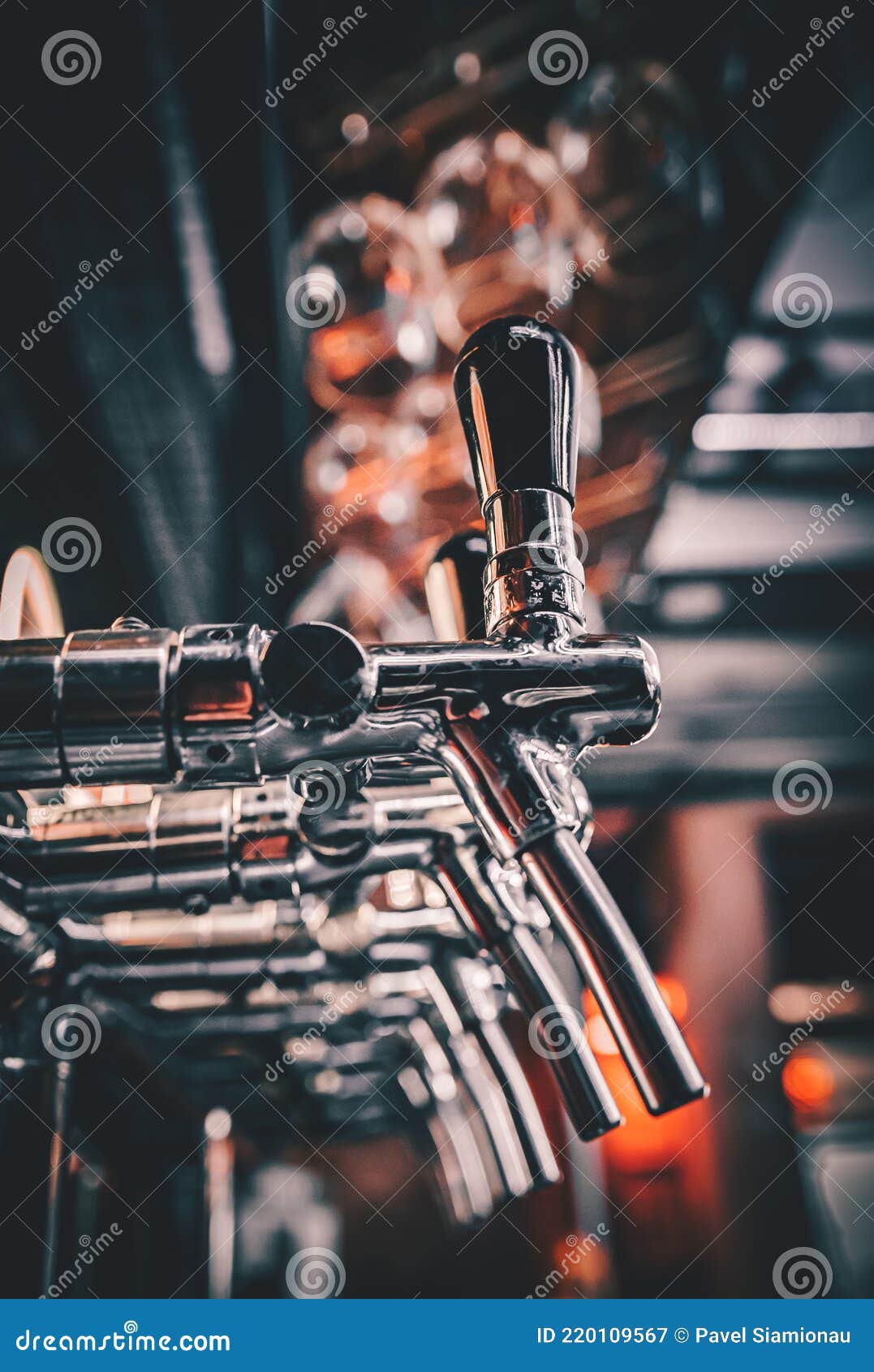 Many Beer Taps in Bar or Pub Stock Image - Image of craft, brewing ...