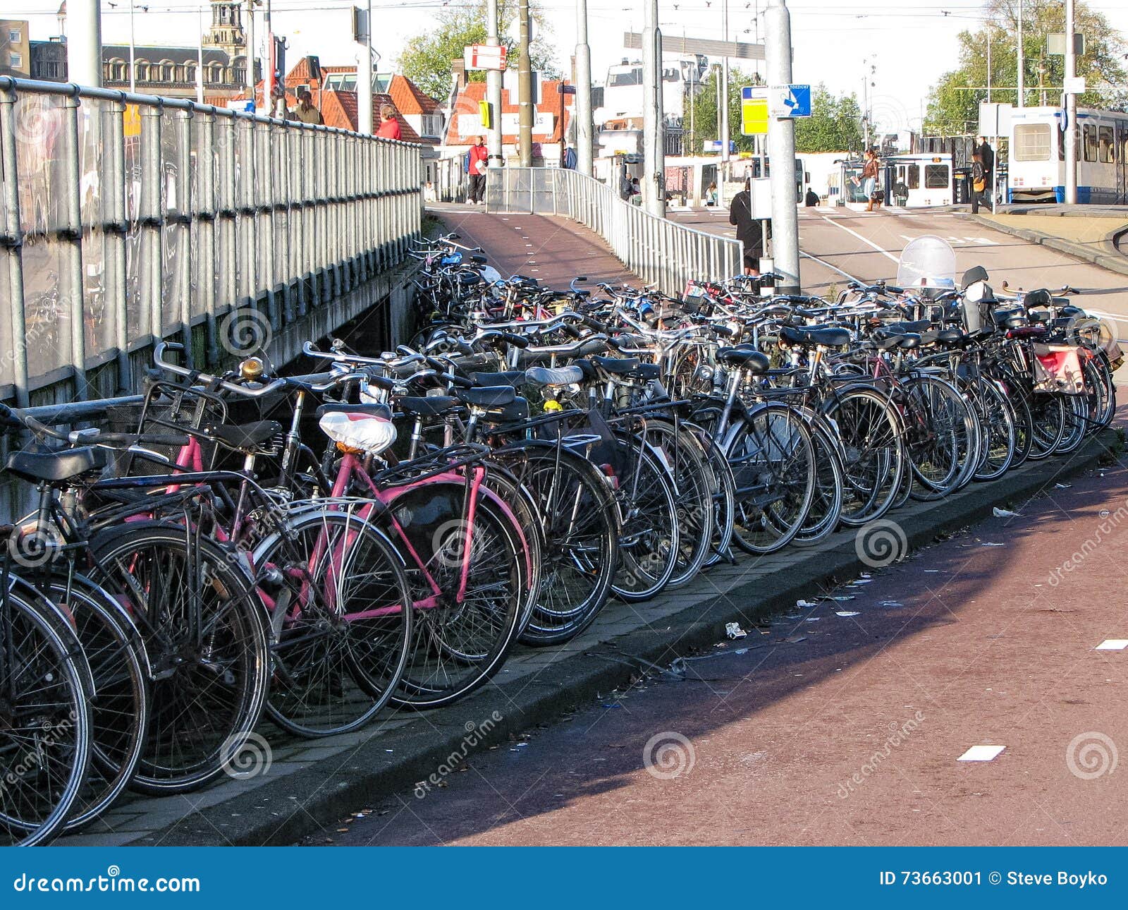 Many Bicycles in Amsterdam stock image. Image of tourism - 73663001