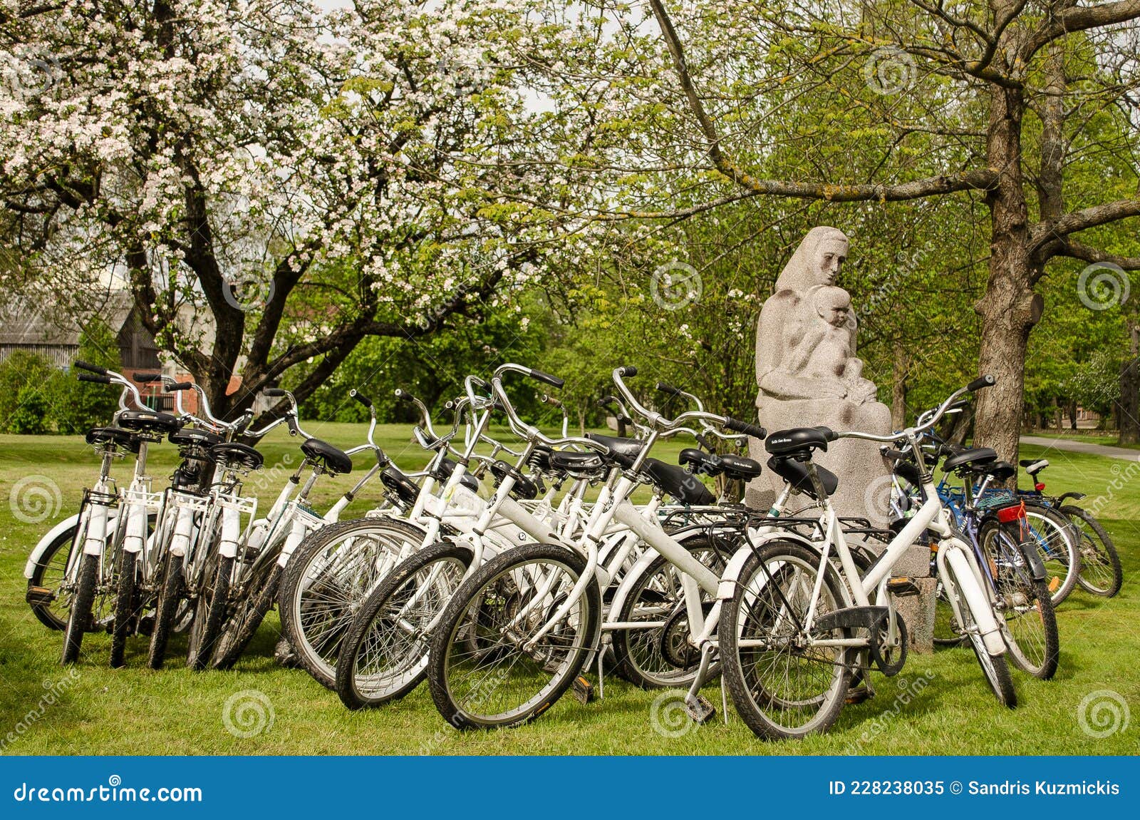 Many Bicycles are Placed Next To the Sculpture Stock Image - Image of ...