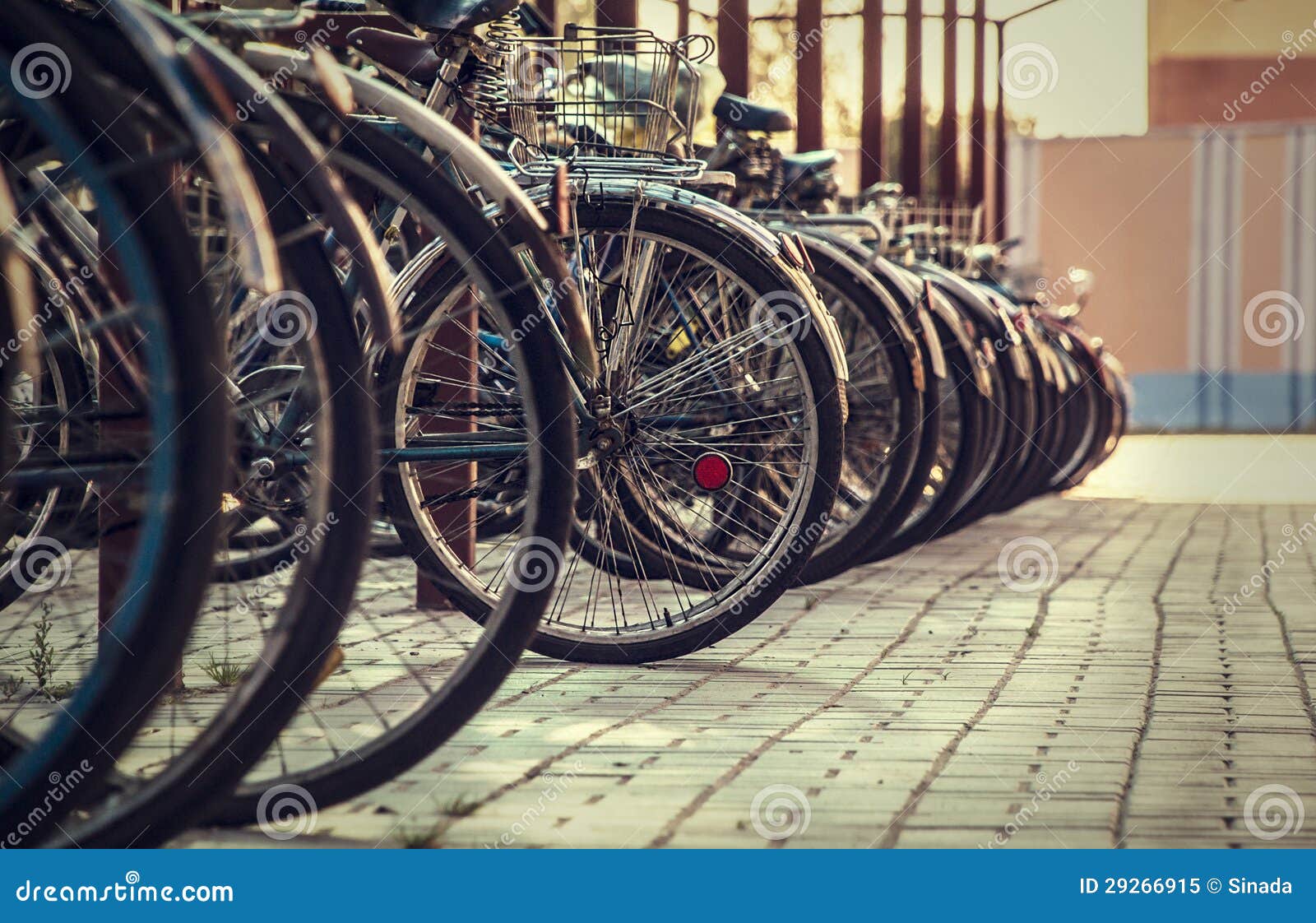 Many Bicycles Stand One-behind-one Stock Image - Image of bike ...