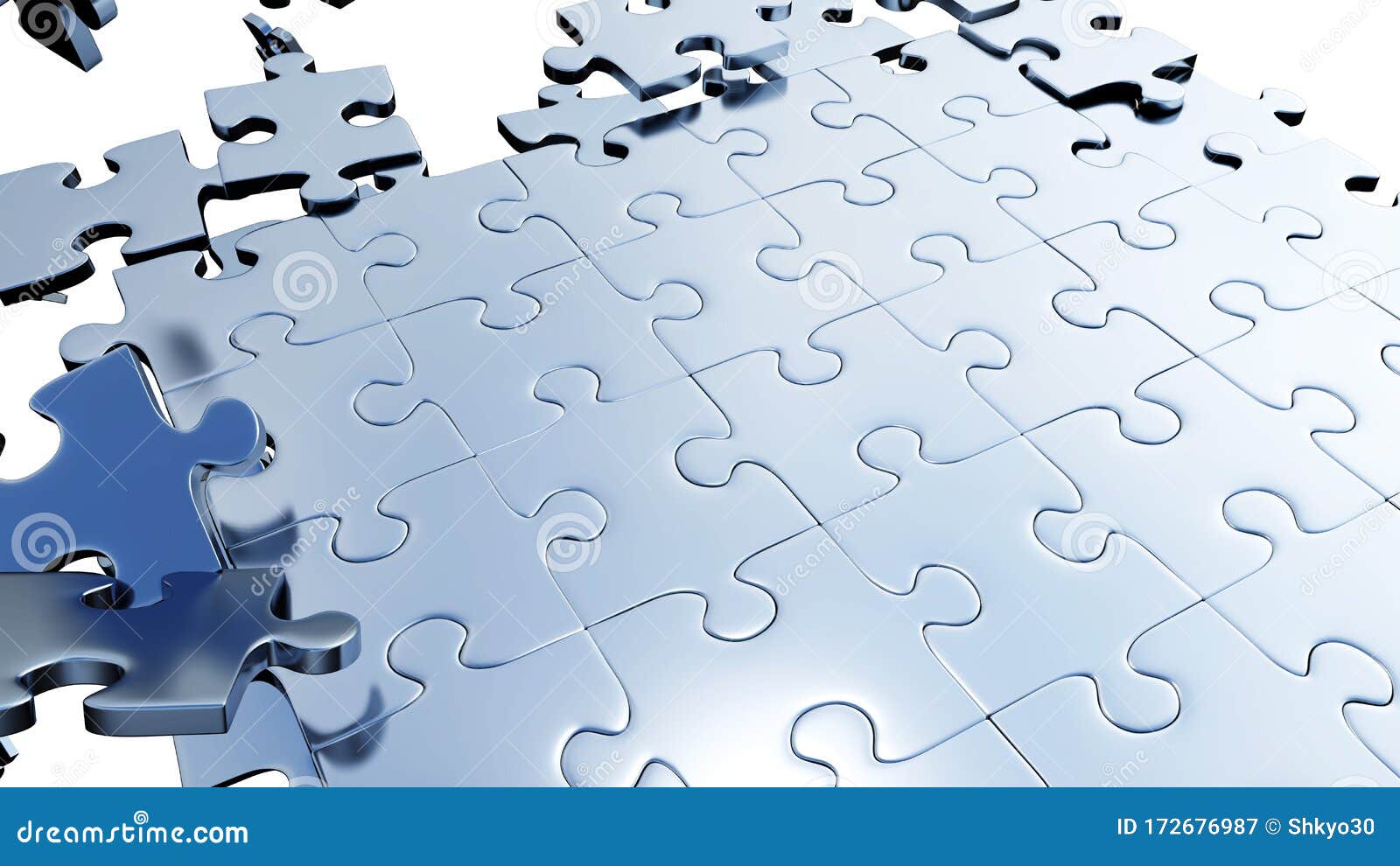 Many Big Grey Puzzle Pieces in a Mess Stock Illustration - Illustration ...