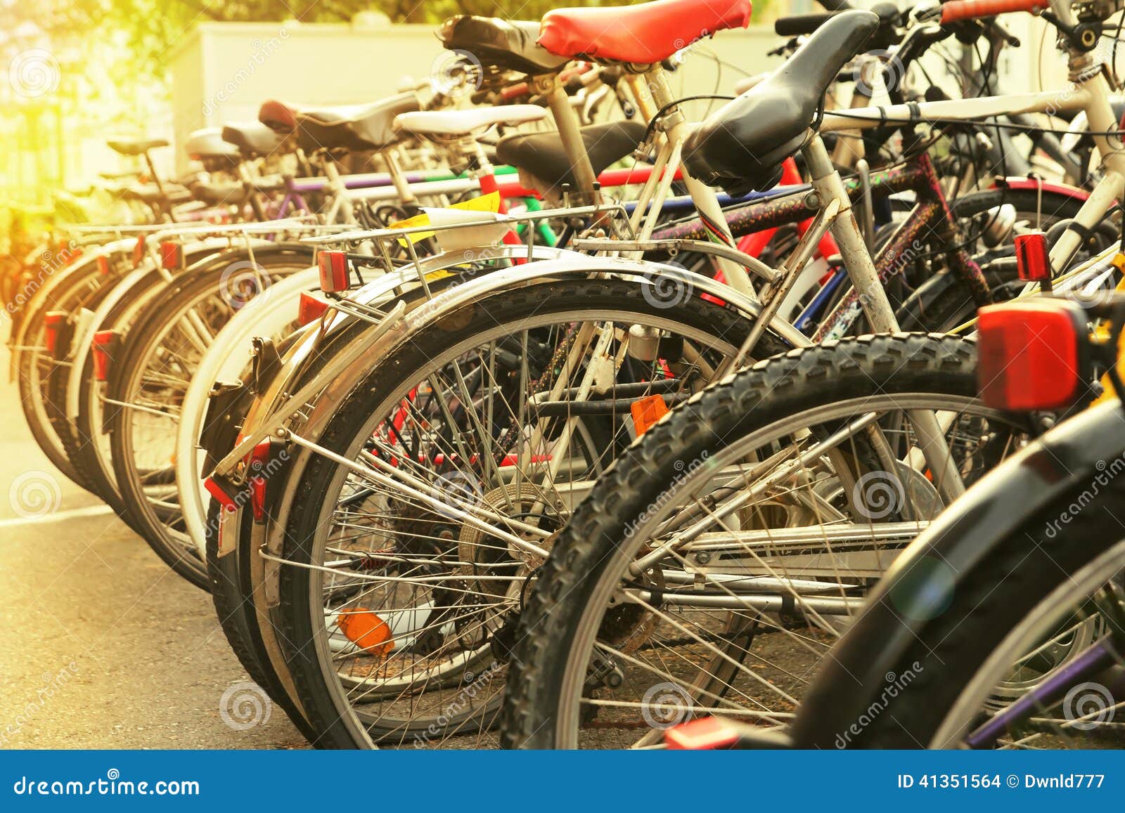 Many bikes on street stock photo. Image of bikes, sport - 41351564