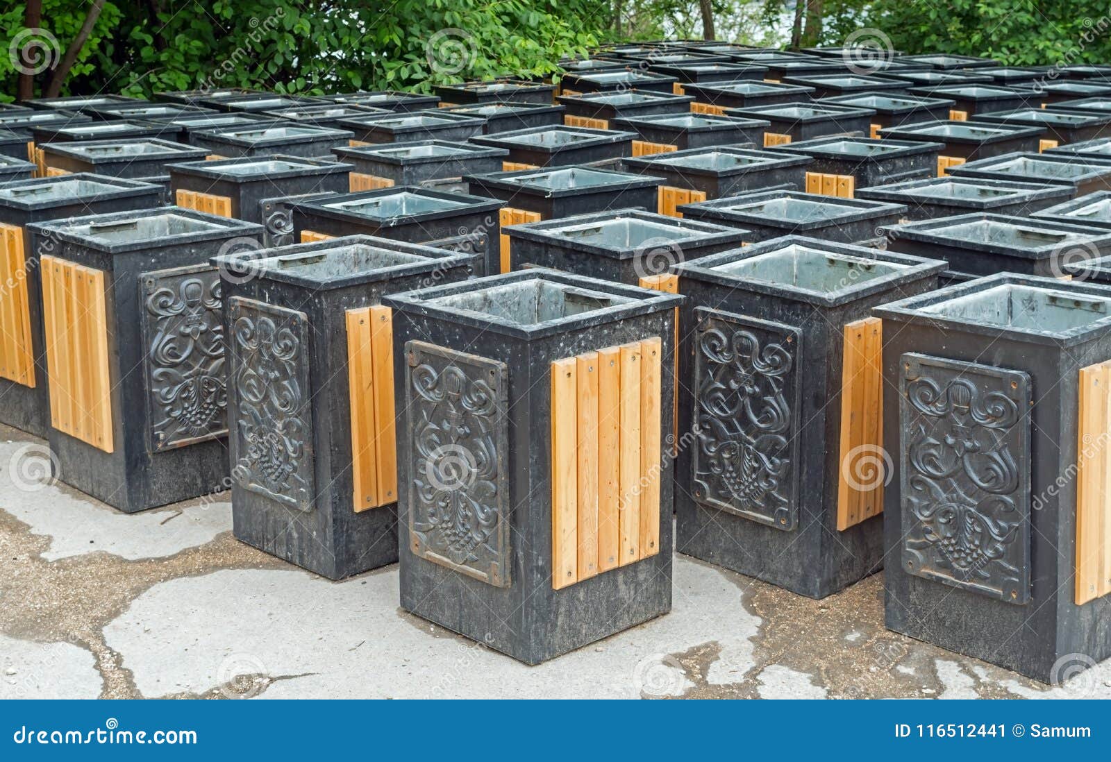 Many Iron Garbage Containers Stock Image - Image of iron, trash: 116512441
