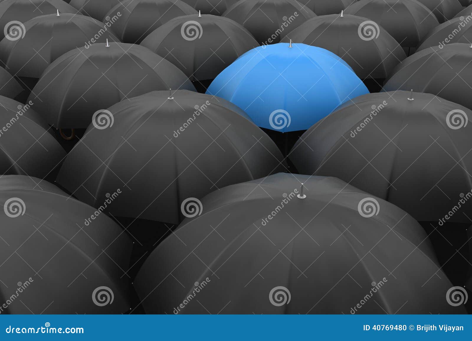 Many Black Umbrellas. One Blue Unique Umbrella Stock Illustration ...