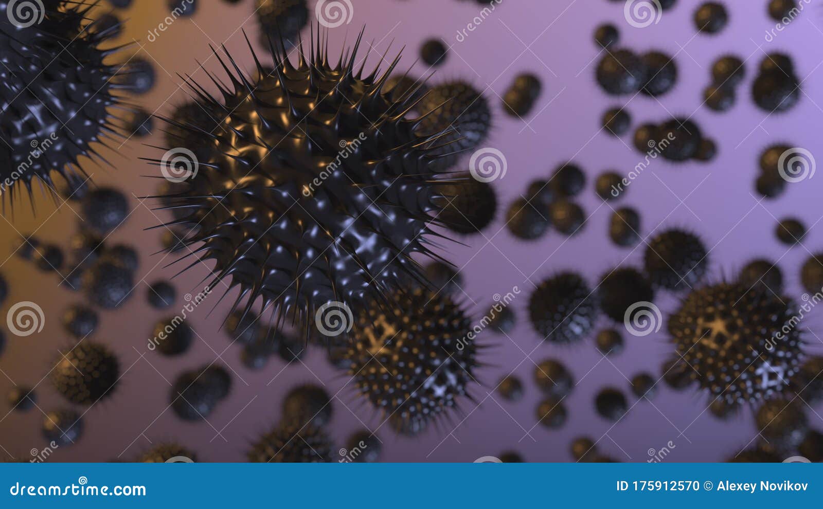 Many Abstract Black Viruses, 3D Rendering Stock Illustration ...
