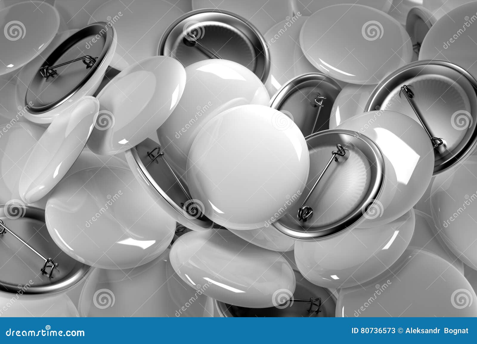 Many Blank Button Badges Mockup, Clipping Path, 3d Rendering. Stock ...