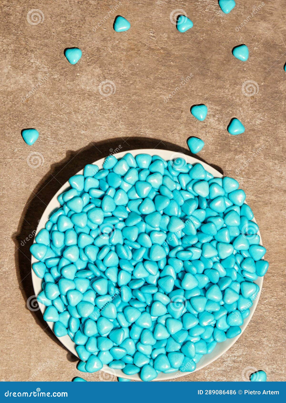 Many Blue Candies in the Shape of Hearts Stock Photo - Image of tasty ...