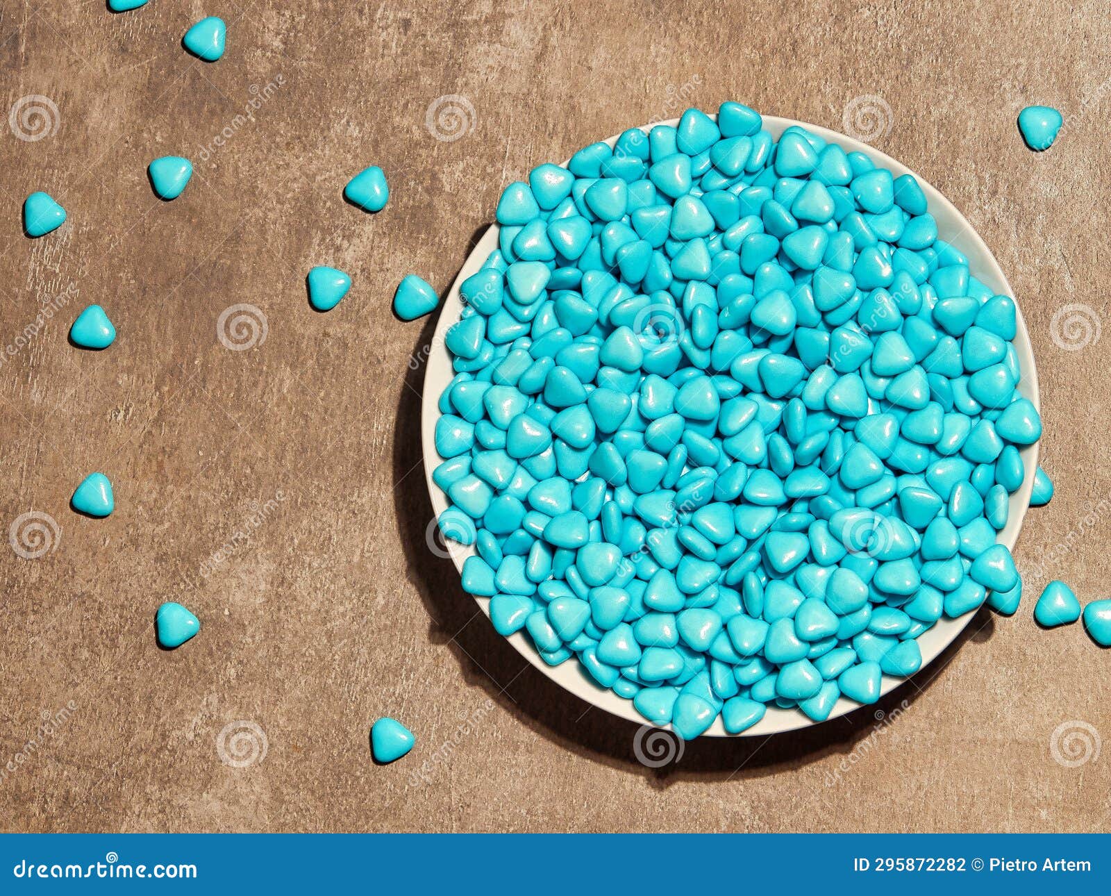 Many Blue Candies in the Shape of Hearts Stock Photo - Image of blue ...