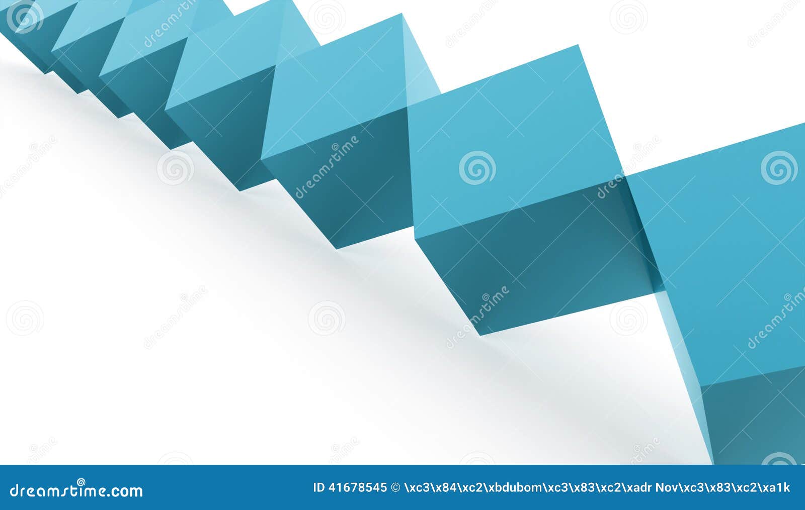 Many Blue Cubes in Line Rendered Stock Illustration - Illustration of ...