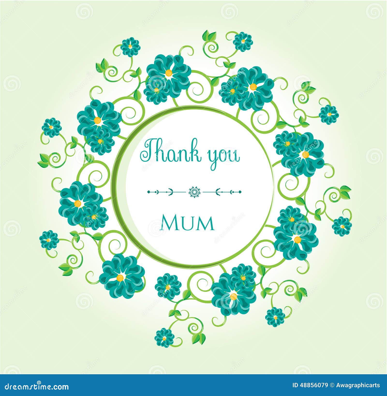Many Blue Flowers with Text - Thank You, Mum Stock Vector ...