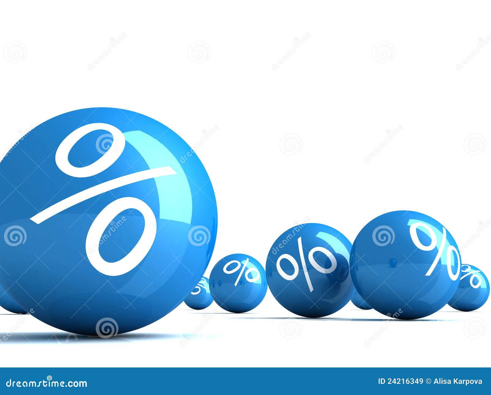 Many Blue Glossy Spheres with Percent Signs Stock Illustration ...