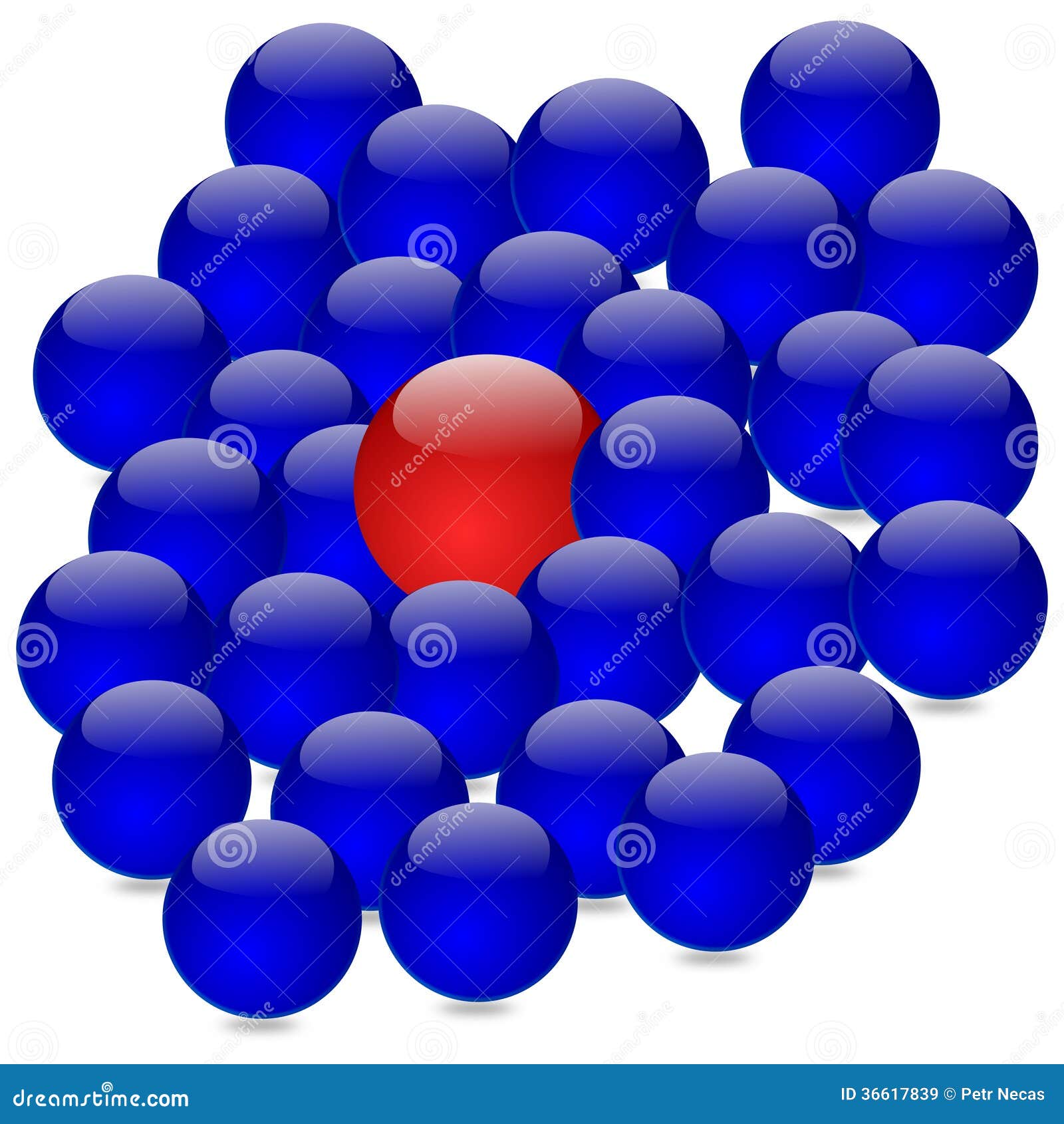 Many blue and one red ball stock illustration. Illustration of ...