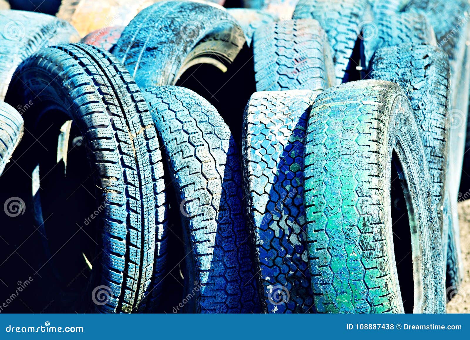 Many blue tires stock photo. Image of used, blue, waste - 108887438