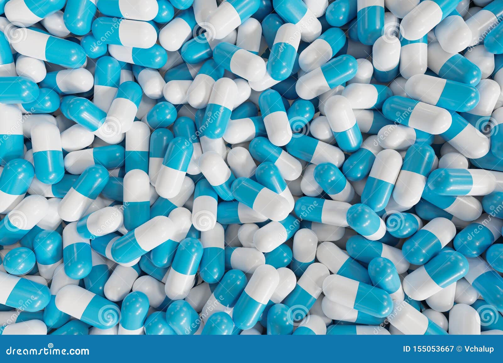 Many Blue and White Pills on Background. 3D Rendered Illustration ...