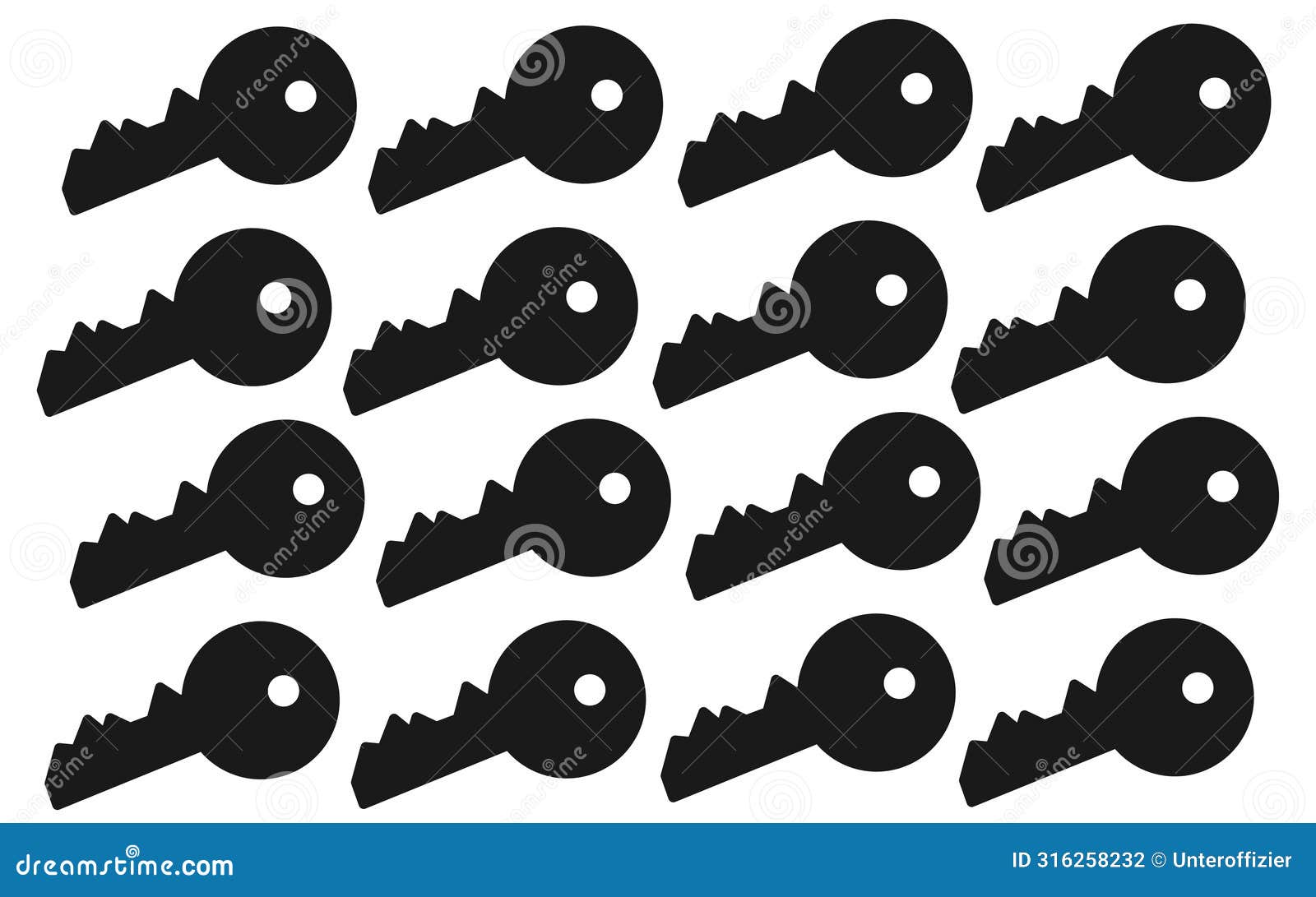 Many Bold Black Keys Silhouette Against a White Backdrop Stock ...