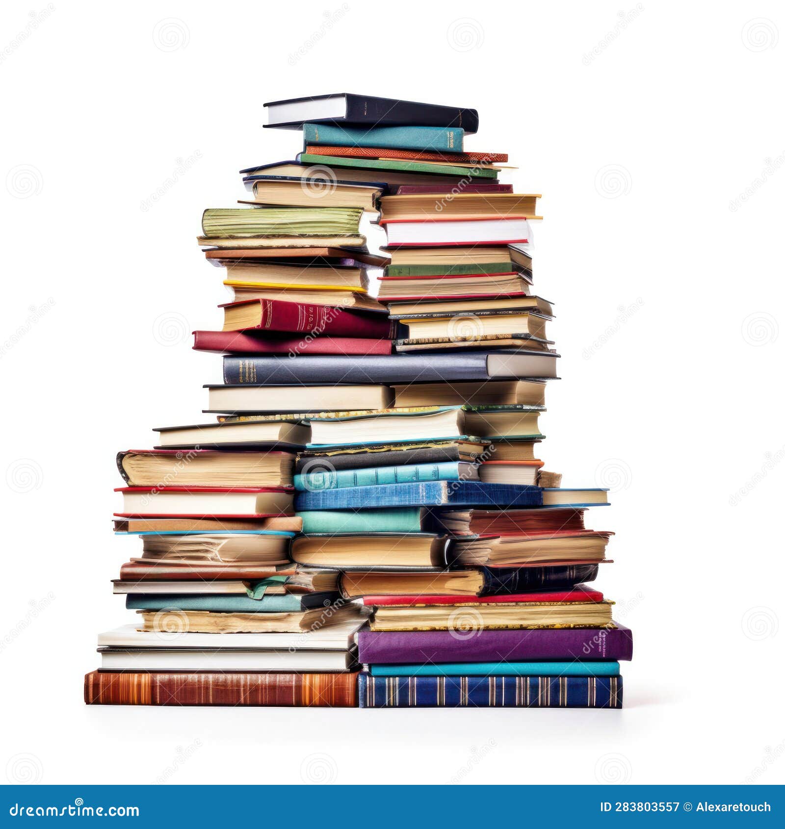 Many Books with Bright Covers in One Stack on a White Background. Stock ...