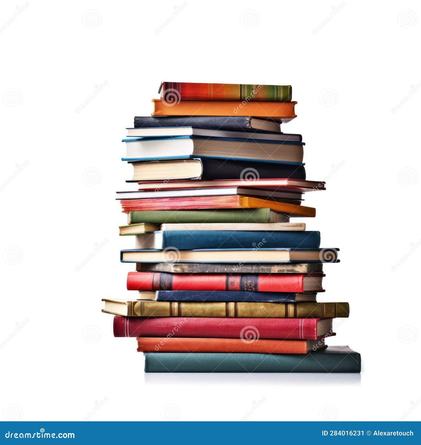 Many Books with Bright Covers in One Stack on a White Background. Stock ...
