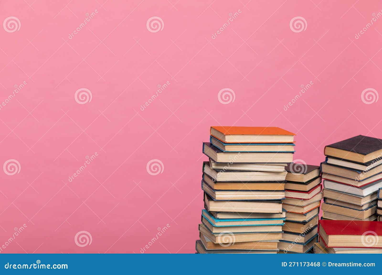 Many Books on a Pink Background in the Library in the Office of Science ...
