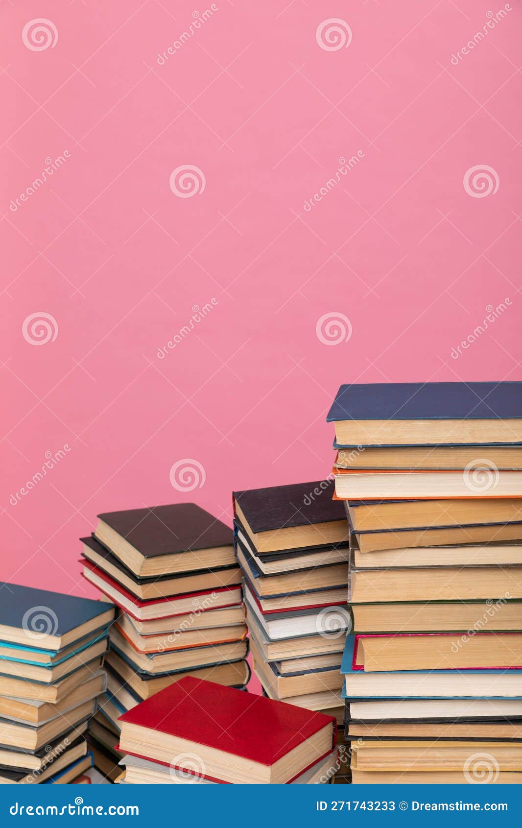 Many Books on a Pink Background in the Library in the Office of Science ...