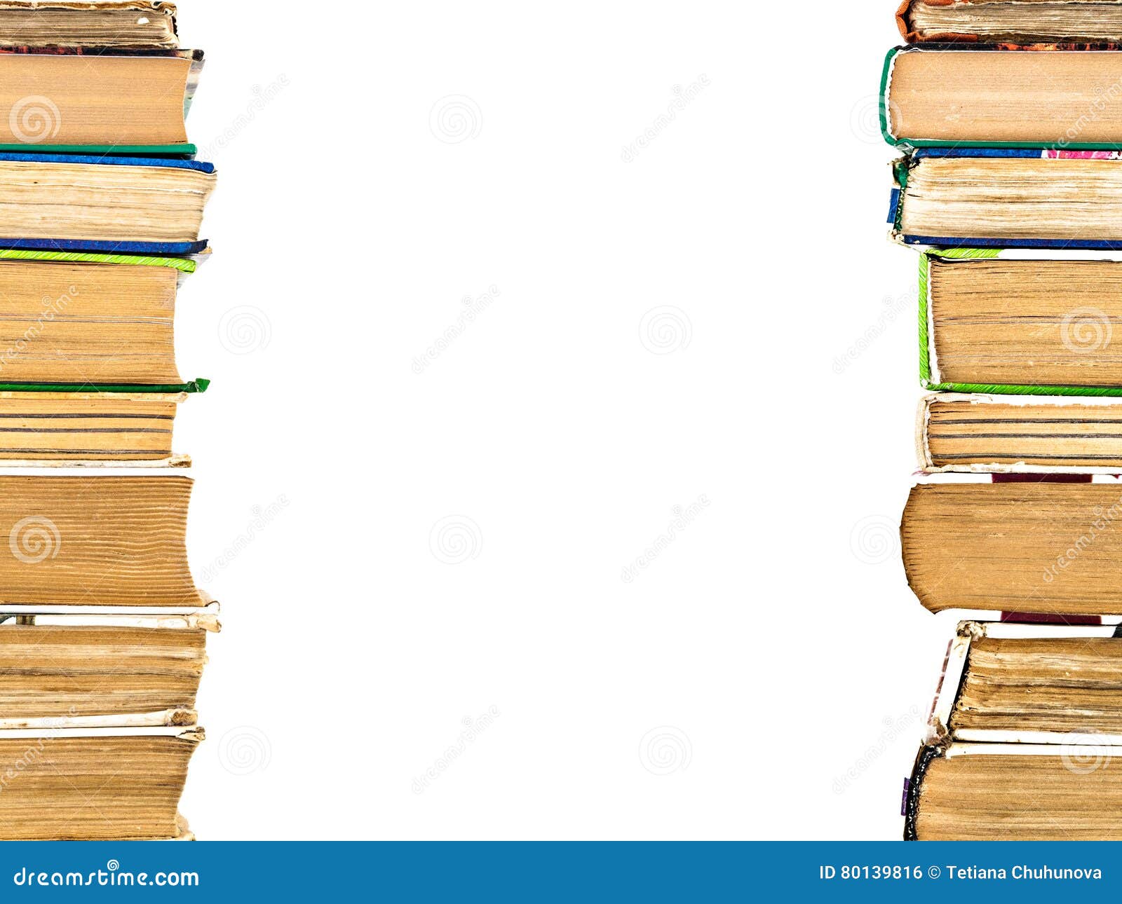 Many Books Standing in a Row Isolated Stock Photo - Image of covers ...