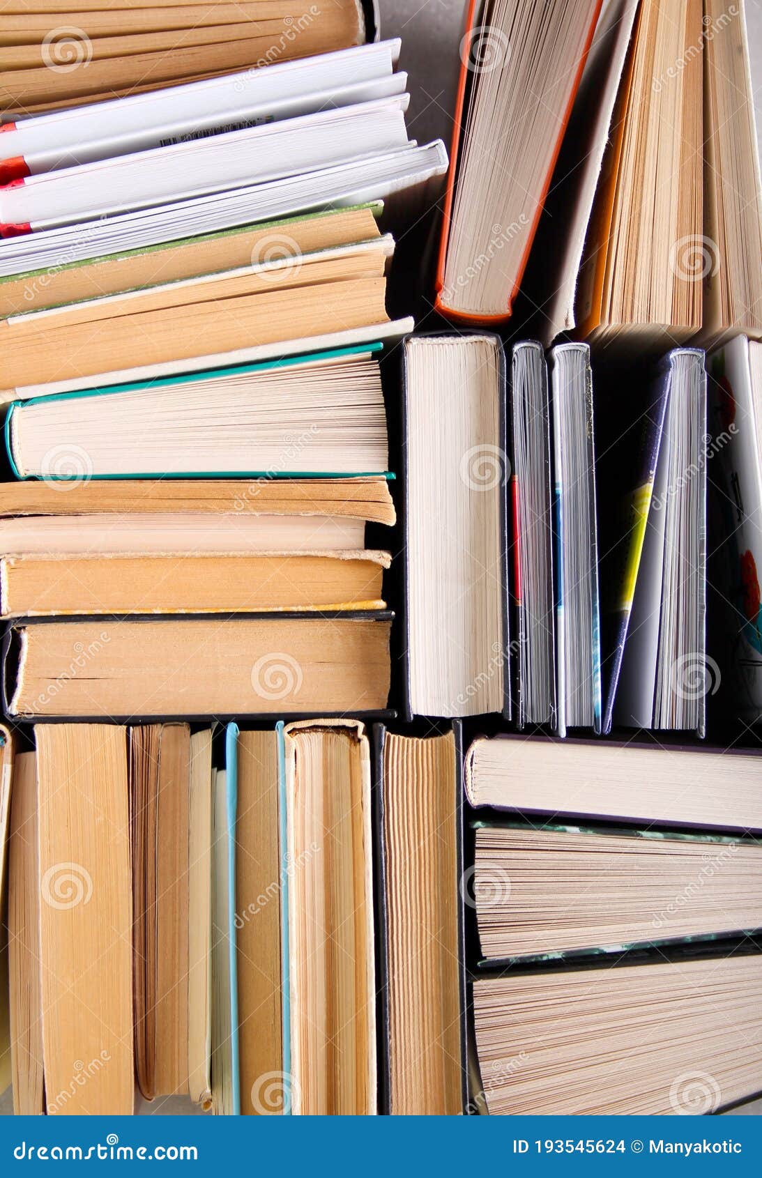 Many books top view stock photo. Image of reading, object - 193545624