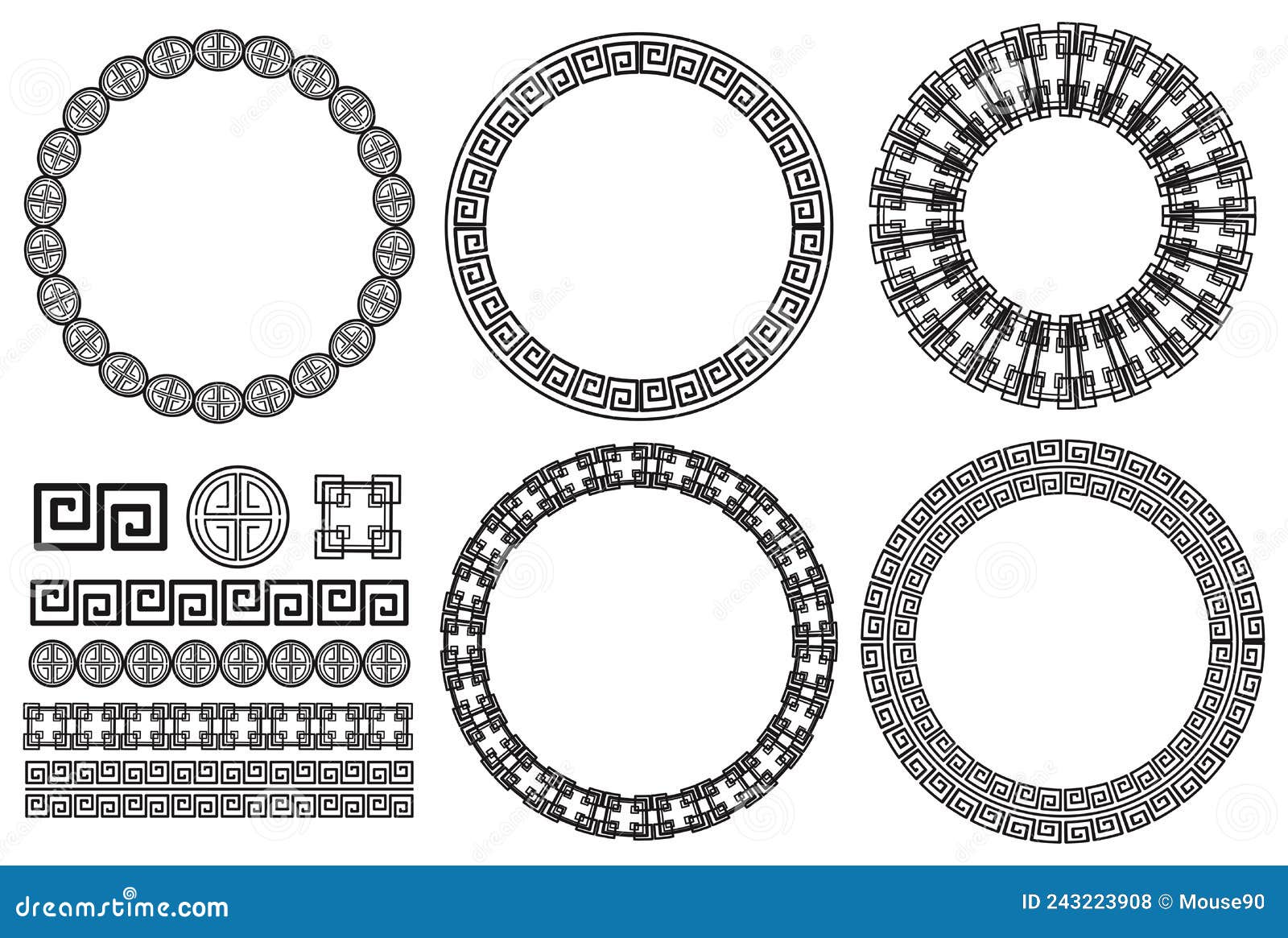 Set Of Asian Patterns Seamless Swatches. Vector Illustration ...