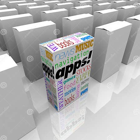 Many Boxes of Apps - Application Software Store Stock Illustration ...