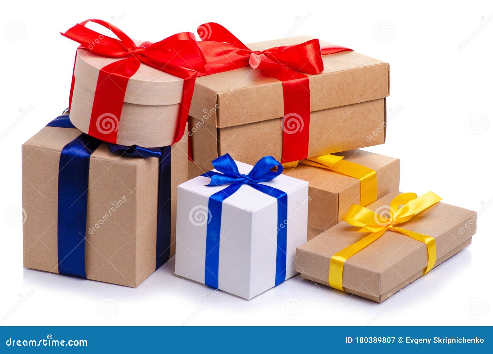 Many Boxes with Ribbon Gift Stock Image - Image of gift, blue: 180389807