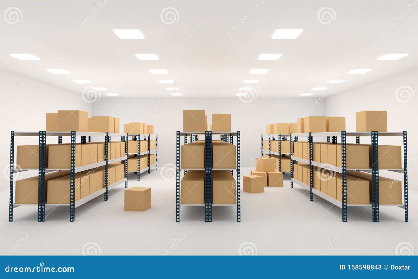 Interior of a Warehouse of a Delivery Service with Racks. 3d Render ...