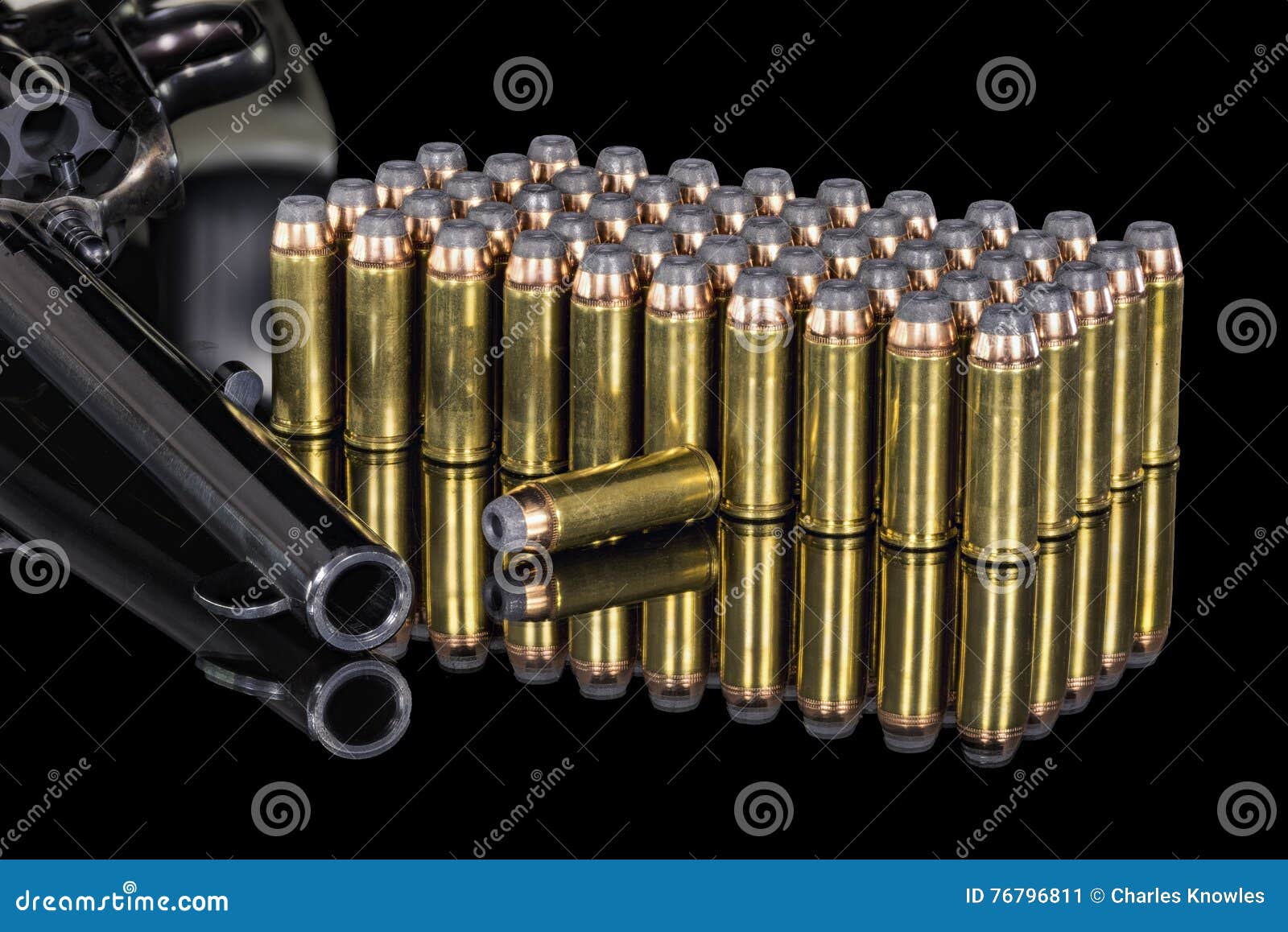 Many Brass and Copper Bullets with a Handgun Stock Image - Image of ...
