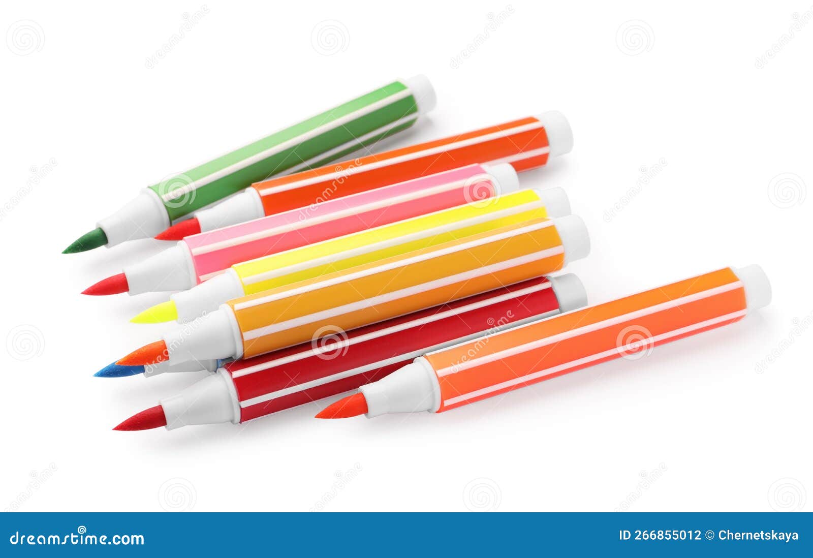 Many Bright Colorful Markers Isolated on White Stock Photo - Image of ...