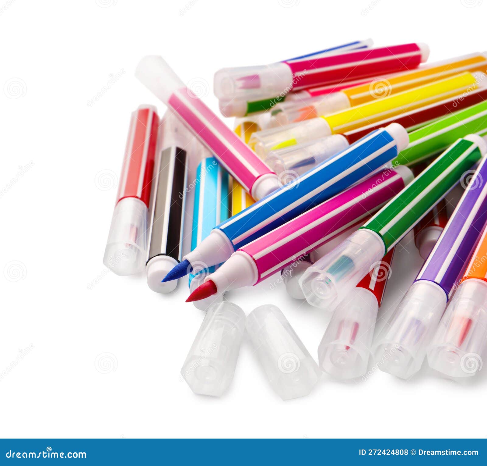 Many Bright Colorful Markers Isolated on White Stock Photo - Image of ...
