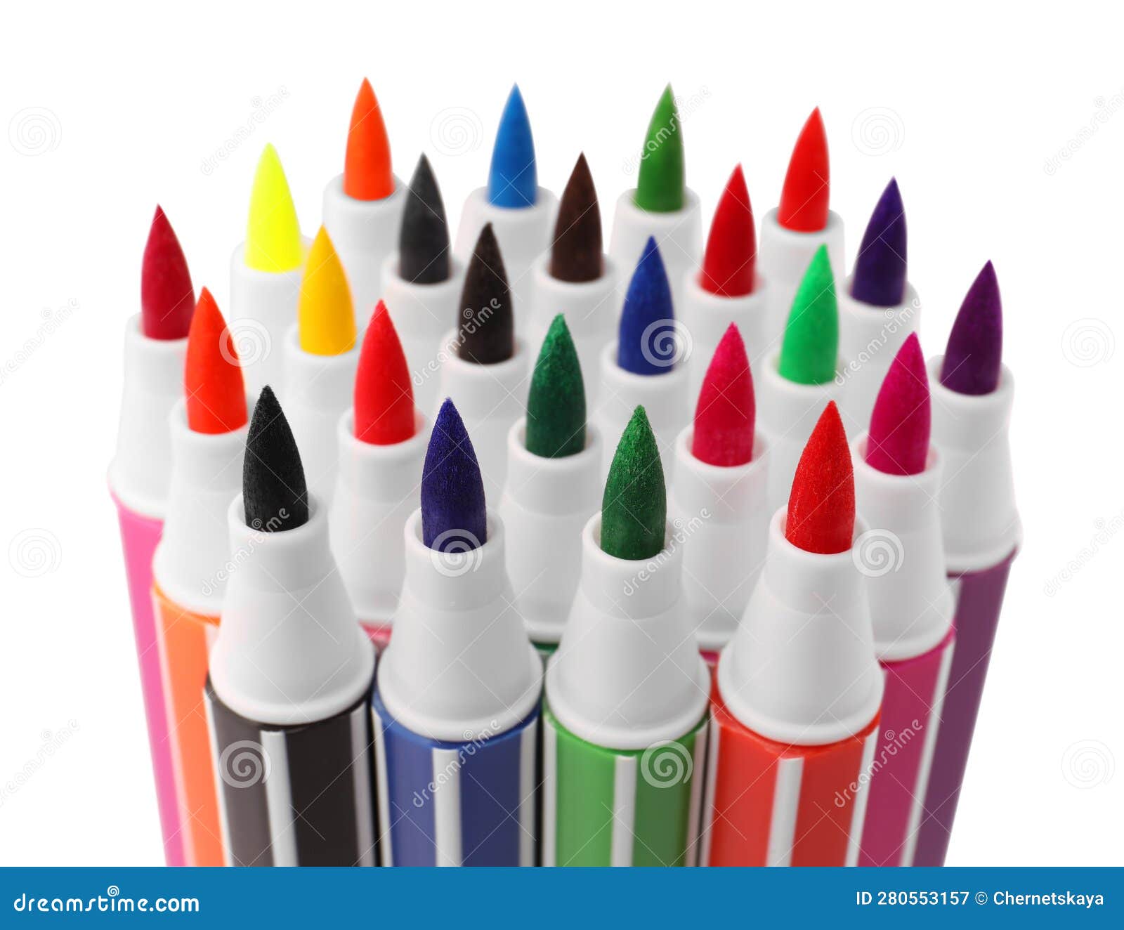 Many Bright Colorful Markers Isolated on White Stock Image - Image of ...